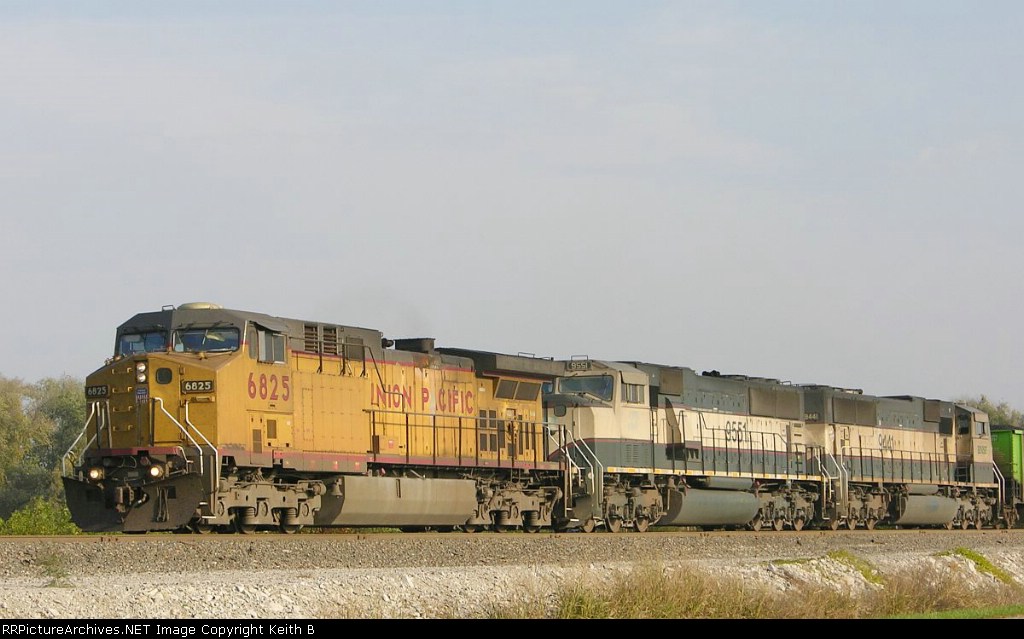 UP 6825 and BN 9551